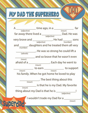Free Printable Fathers Day Mad Lib